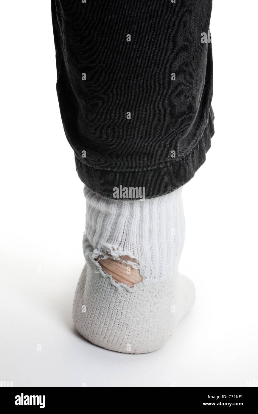 White Sock with hole Stock Photo - Alamy