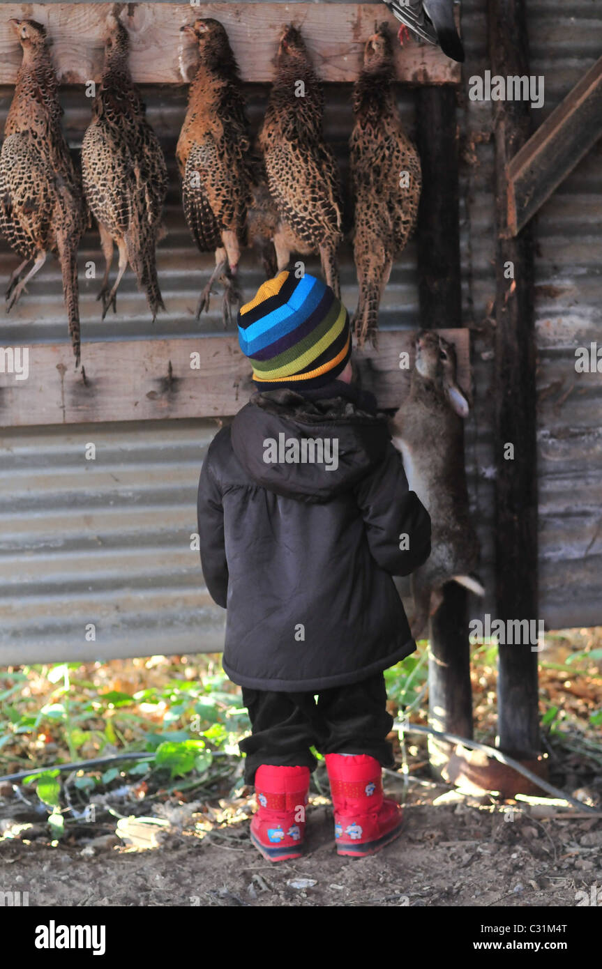 CHILD IN FRONT OF A HUNT’S TAKE, HUNTING IN THE NATURE RESERVE OF THE ...