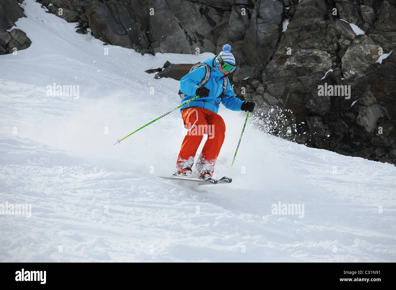 Skier skis off piste hi-res stock photography and images - Alamy