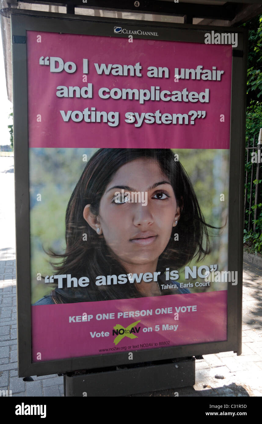 A bus shelter advert for the 'No to AV' campaign leading up to the ...