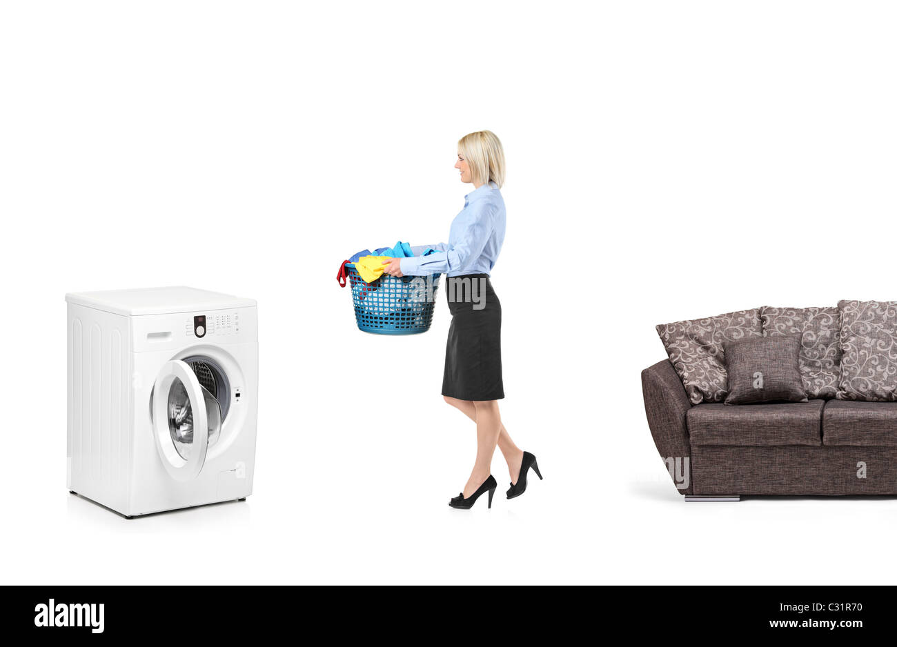 Carrying washing machine Cut Out Stock Images & Pictures - Alamy