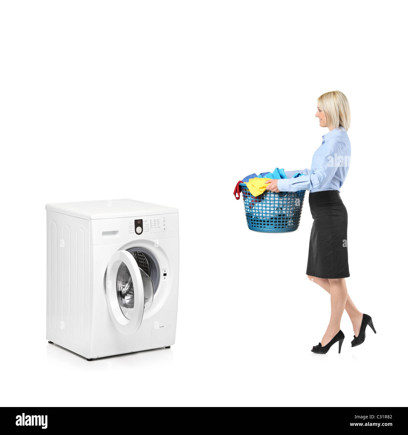 Carrying washing machine Cut Out Stock Images & Pictures - Alamy