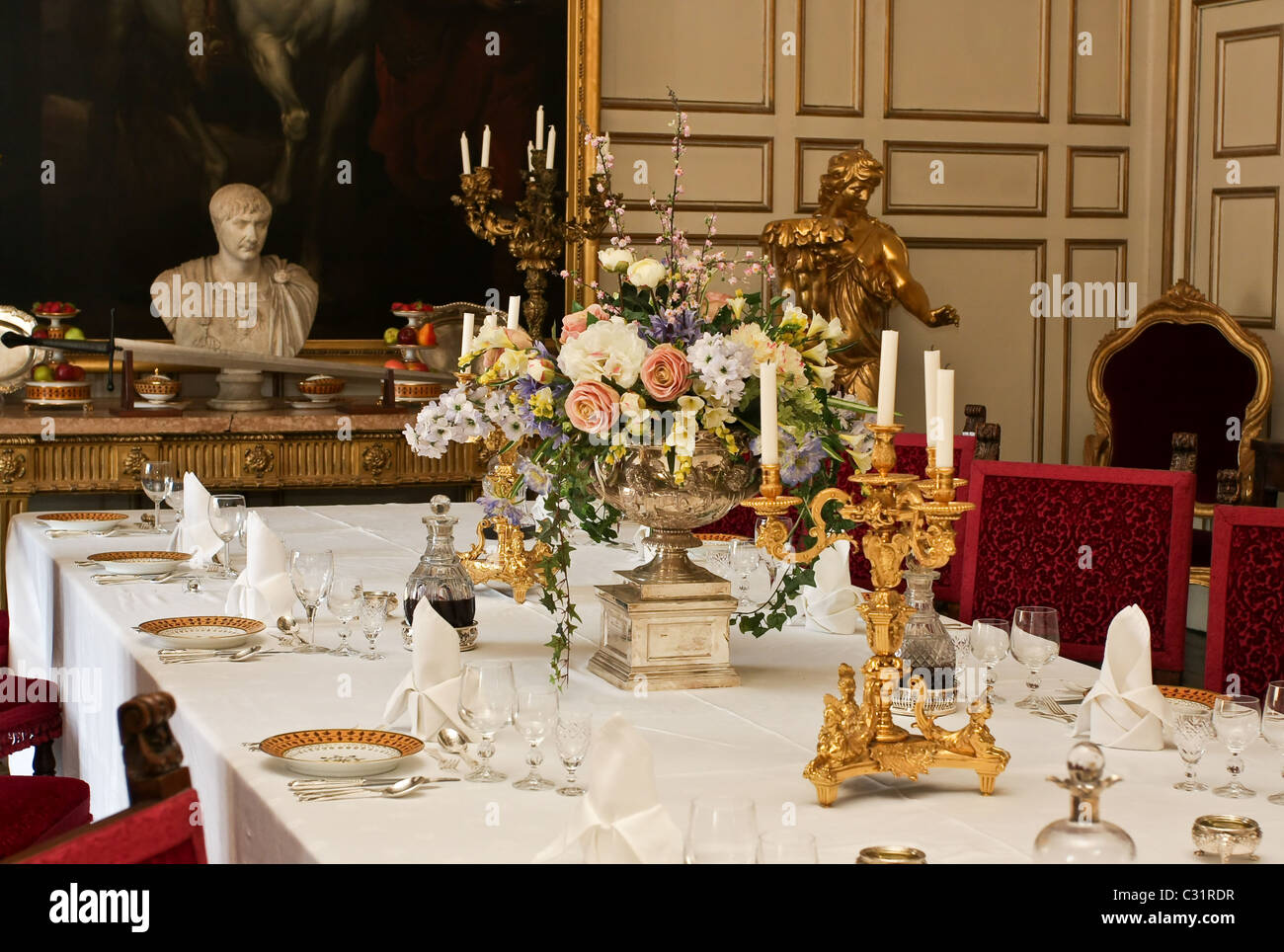 Ornate dining room in Warwick Castle Stock Photo - Alamy