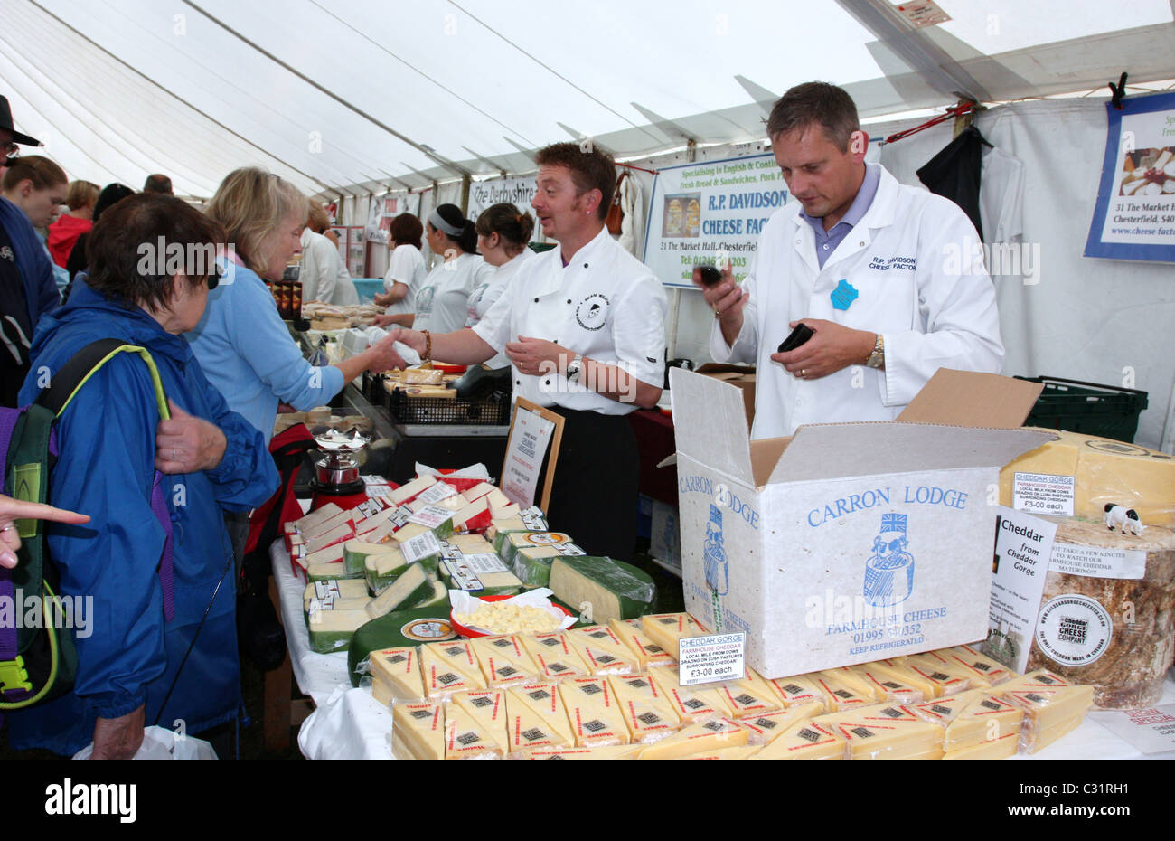 Sean Wilson selling cheese at Bakewell Show Stock Photo - Alamy