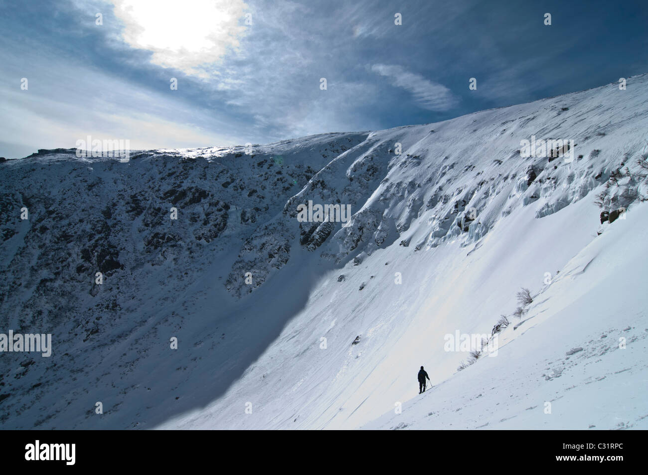 Snow ranger looking into Tuckerman Ravine Stock Photo - Alamy