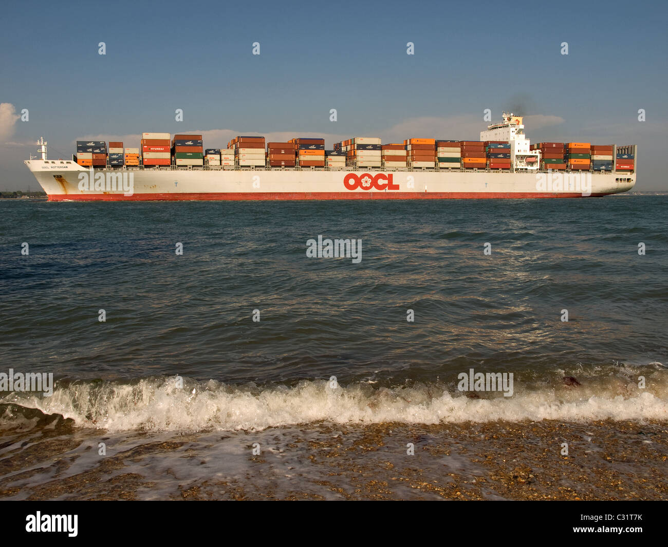 Container ship OCCL Rotterdam arriving at Southampton Hampshire England ...