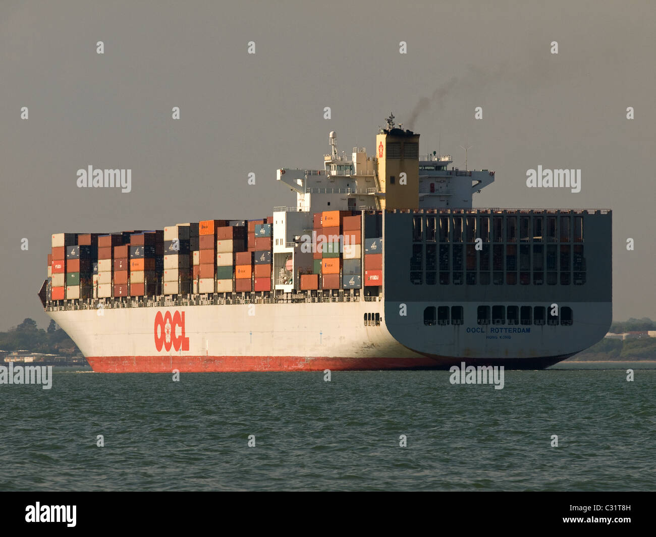 Container ship OCCL Rotterdam arriving at Southampton Hampshire England ...