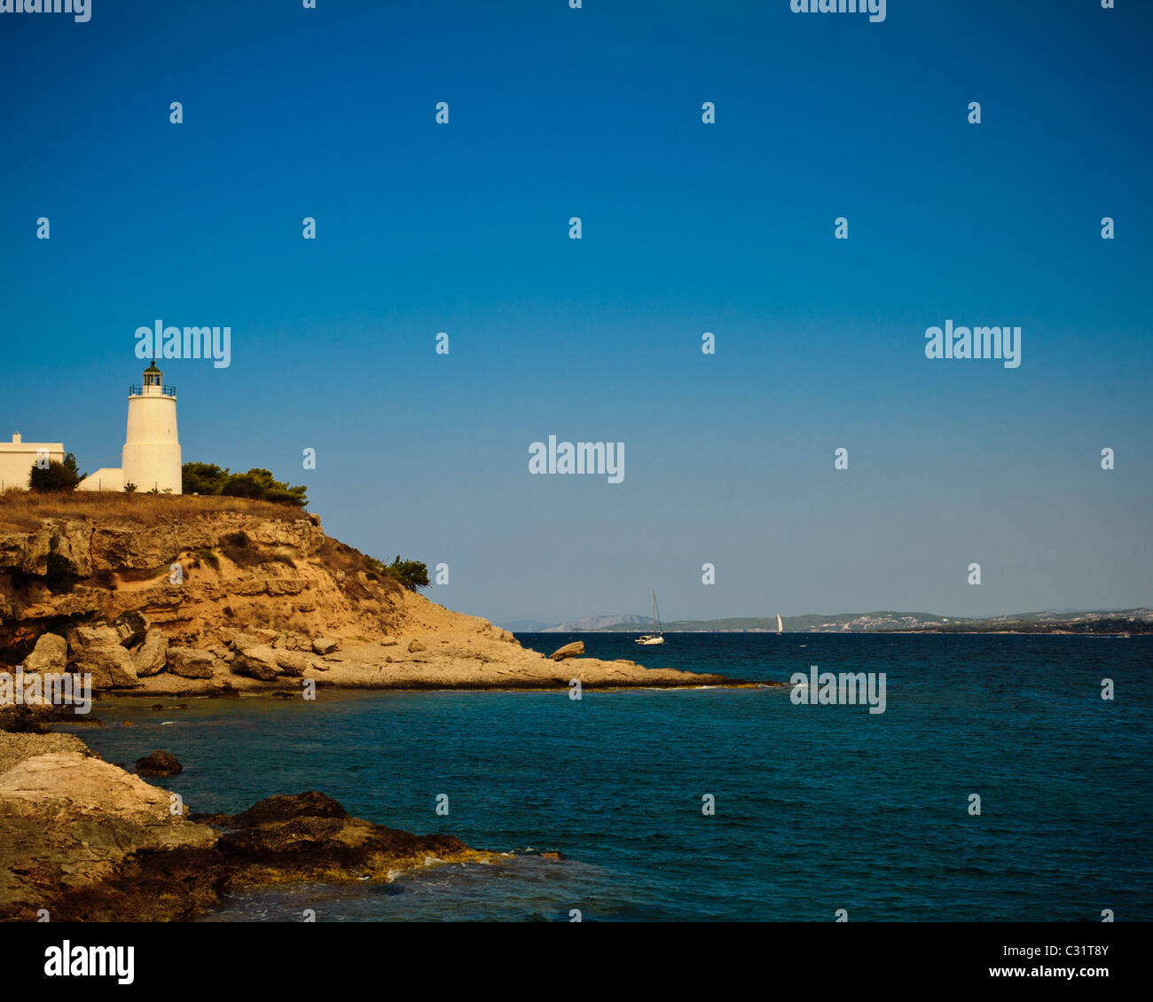 View of Spetses lighthouse Stock Photo - Alamy
