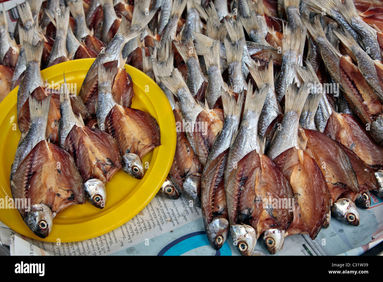 DRIED FISH STALL, MARKET IN BANG SAPHAN, THAILAND, ASIA Stock Photo - Alamy