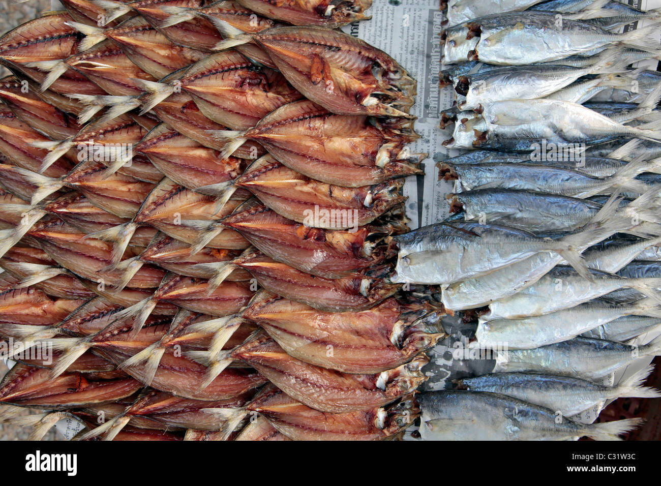DRIED FISH STALL, MARKET IN BANG SAPHAN, THAILAND, ASIA Stock Photo - Alamy