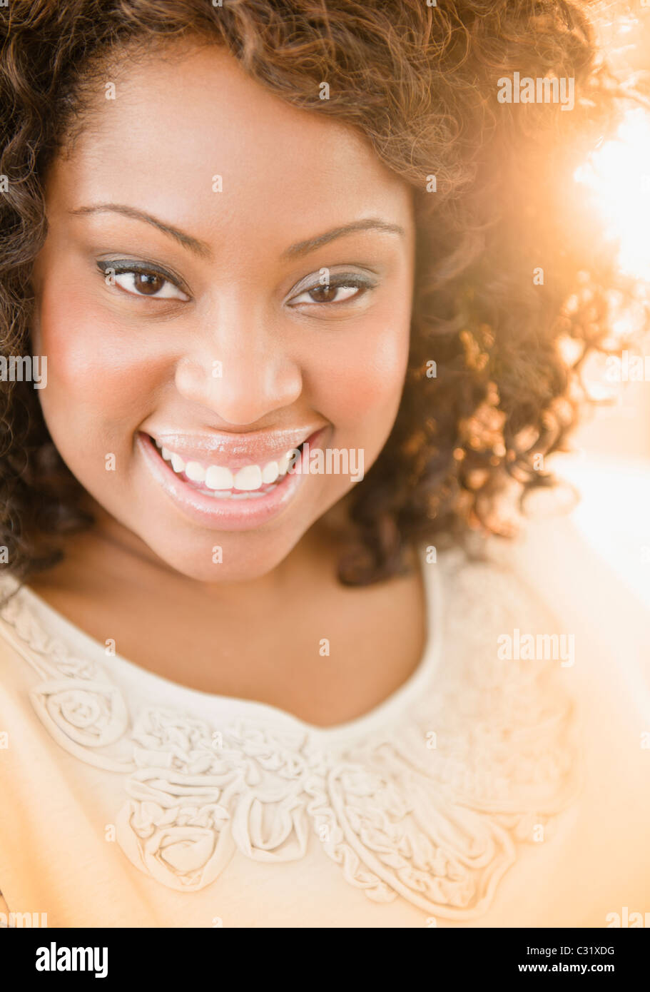 Smiling African American woman Stock Photo - Alamy Smiling African American woman Stock Photo - Alamy