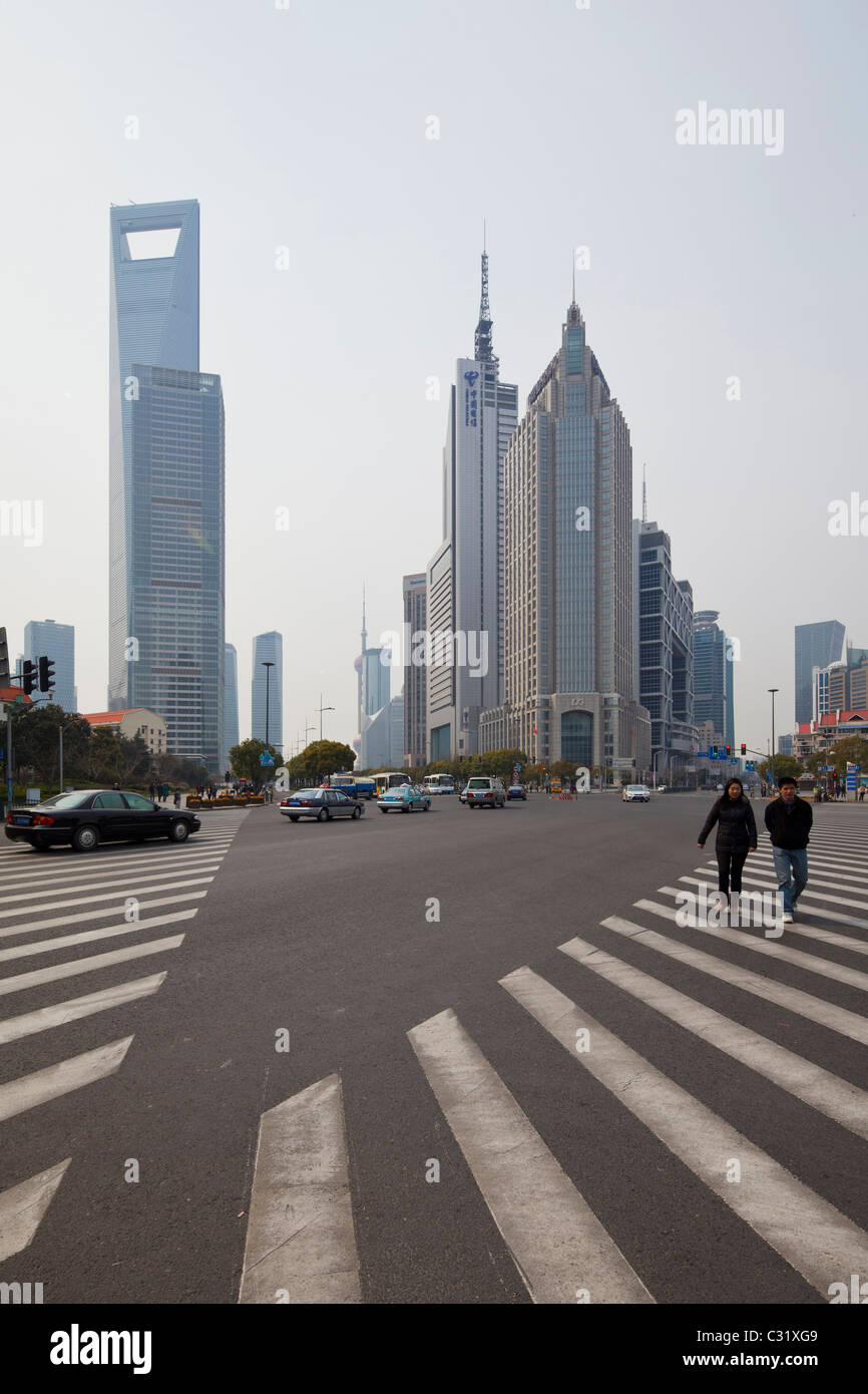 Pedestrian crossing at the junction of Century Avenue and Pudong South ...