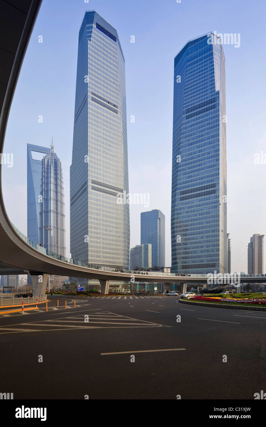 The Mingzhu Roundabout in the Lujiazui financial district, Pudong ...