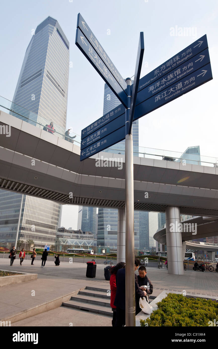 Street post signs in the Pudong district in Shanghai Stock Photo - Alamy
