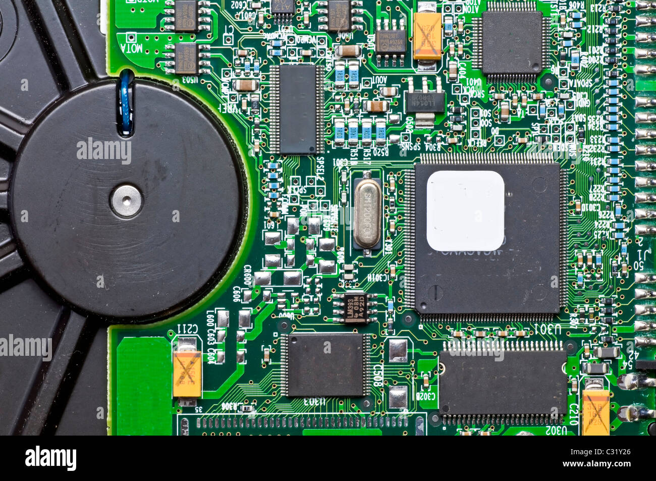 computer hard disk closeup to a circuit board Stock Photo - Alamy