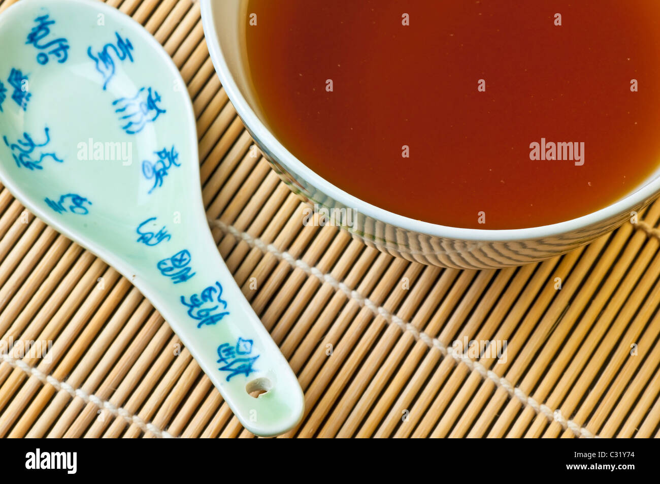 Japanese miso soup with a spoon Stock Photo - Alamy