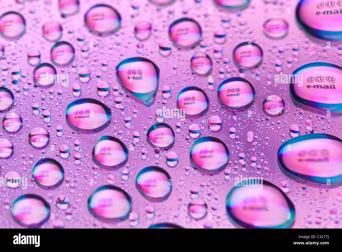 E-mail placed inside a water droplet Stock Photo - Alamy