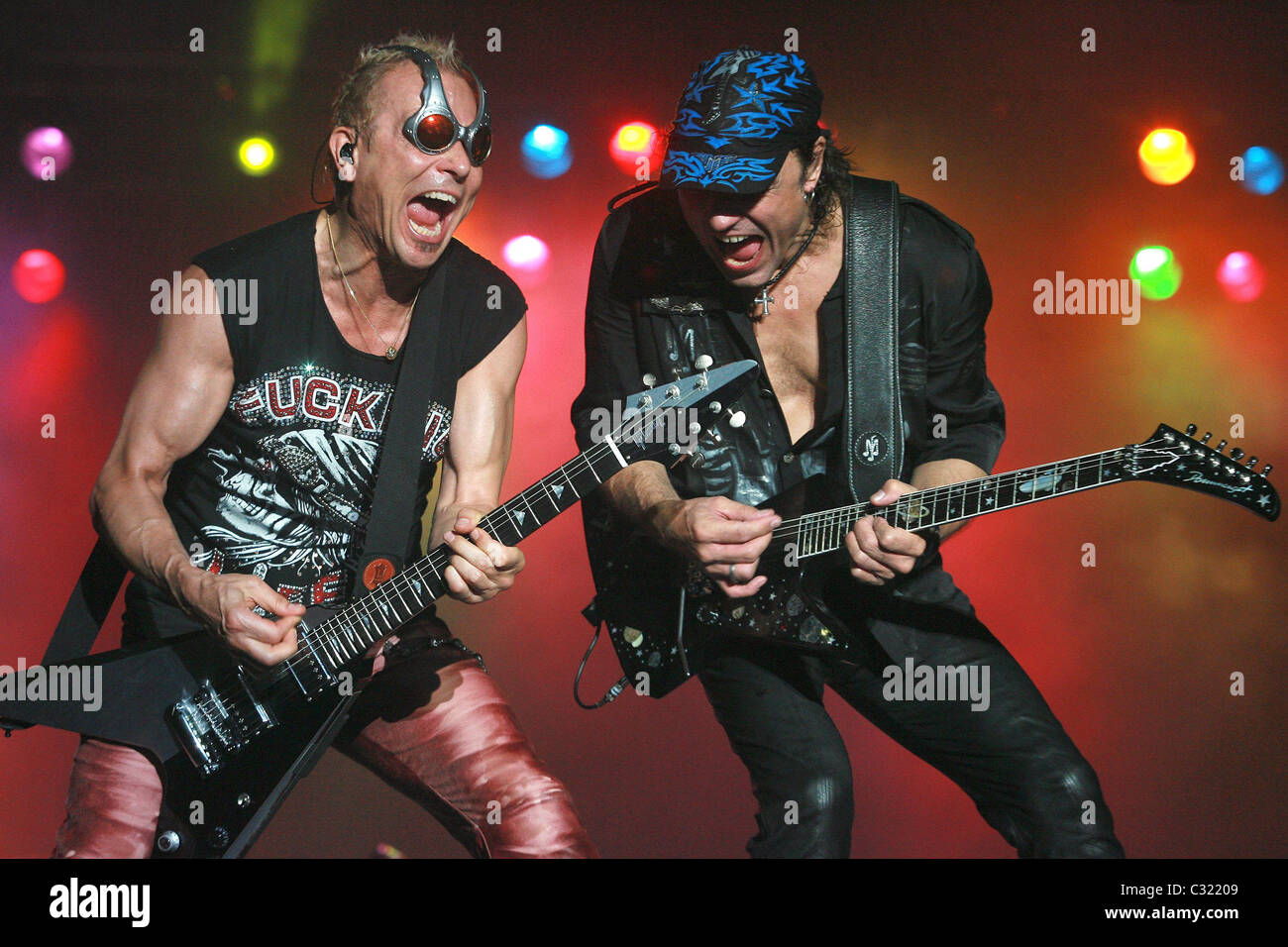 Rudolf Schenker and Matthias Jabs Rock group Scorpions performing at ...