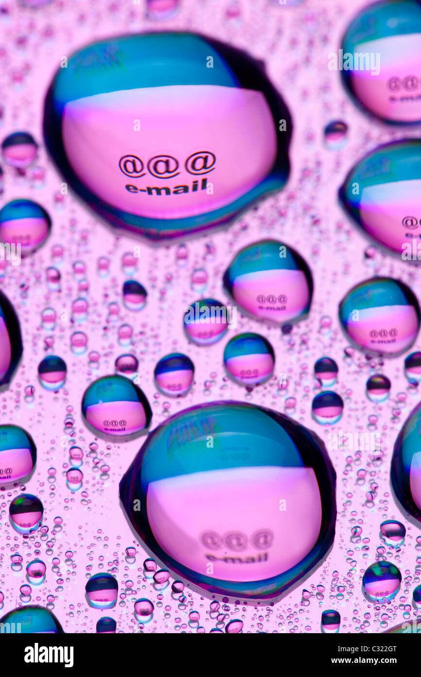 E-mail placed inside a water droplet Stock Photo - Alamy