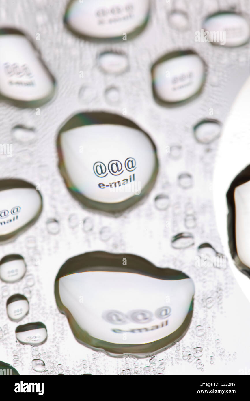 E-mail placed inside a water droplet Stock Photo - Alamy
