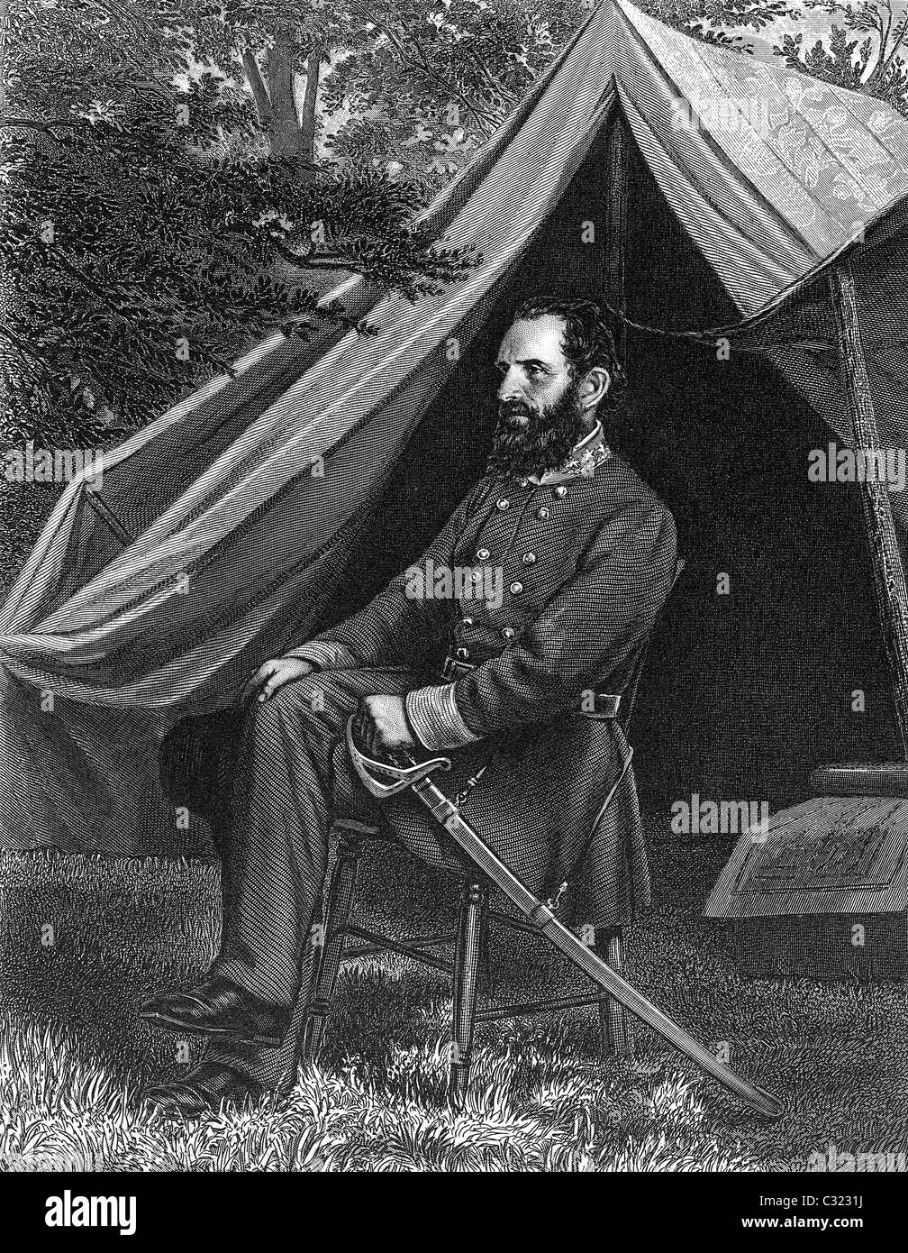 Confederate general stonewall jackson Black and White Stock Photos ...