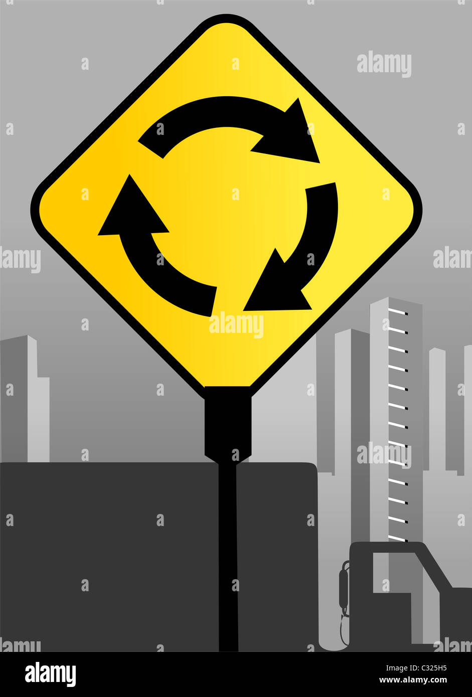 arrow printed yellow sign board Stock Photo - Alamy
