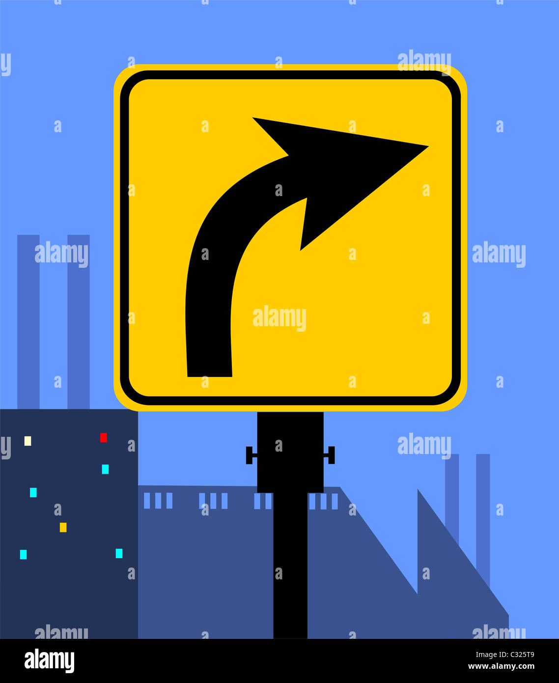 arrow printed yellow sign board Stock Photo - Alamy