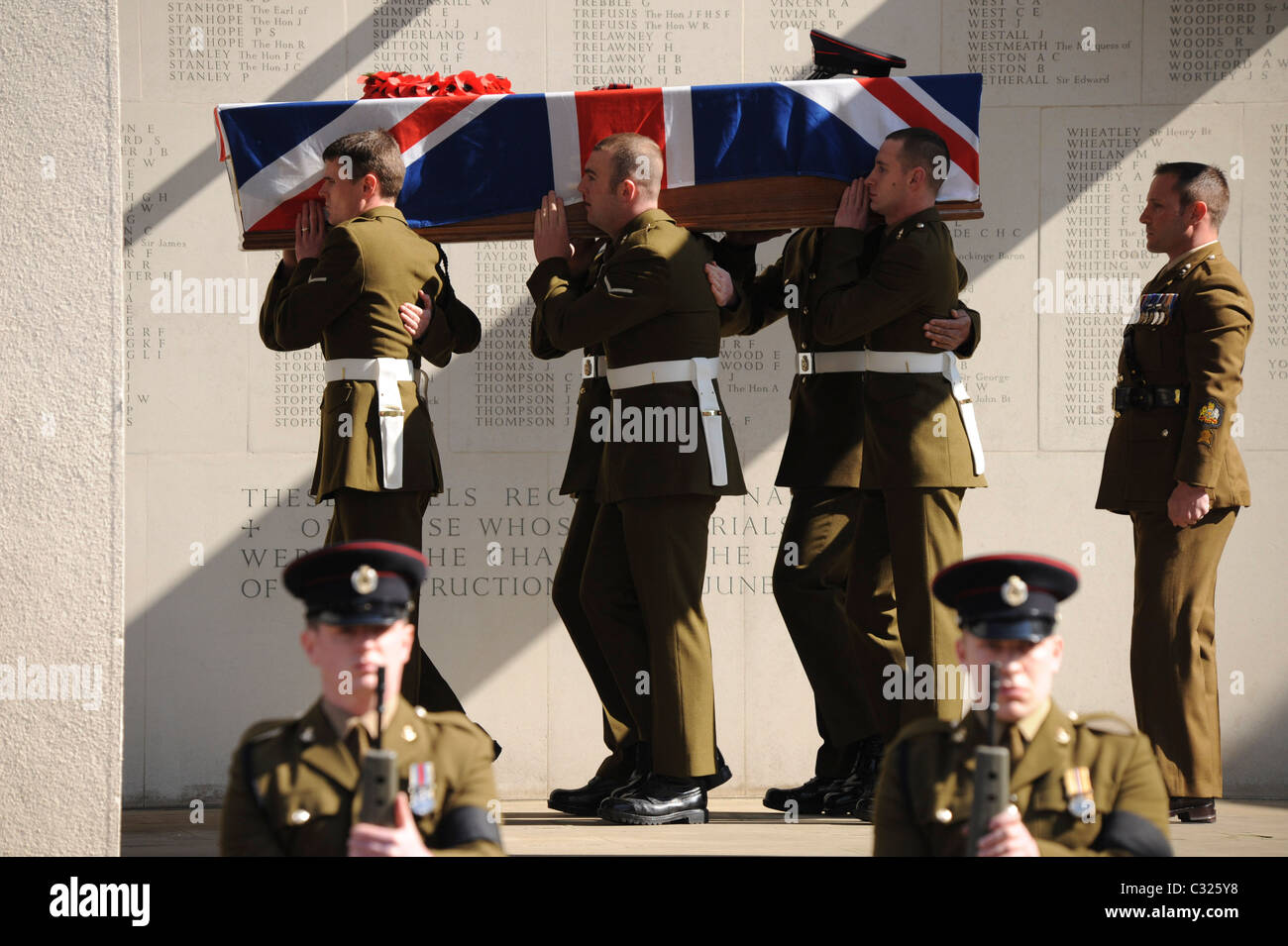 Sapper Patrick Azimkar, 21 and Mark Quinsey, 23, are repatriated, at a ...