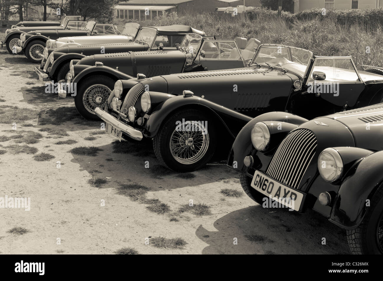 A line up of Morgan Sports Cars Stock Photo - Alamy