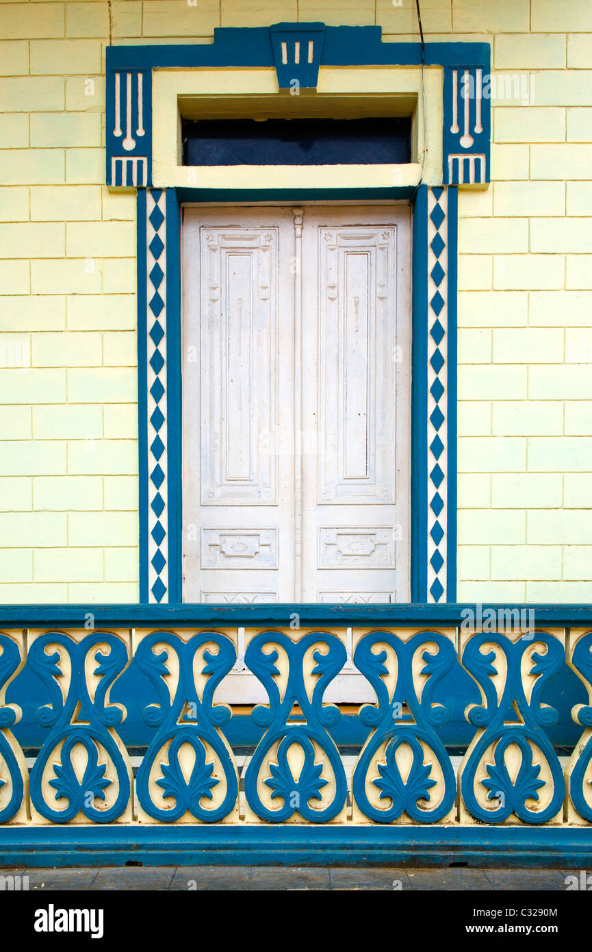 Doors and windows of colorful colonial houses, Baracoa, Guantanamo ...