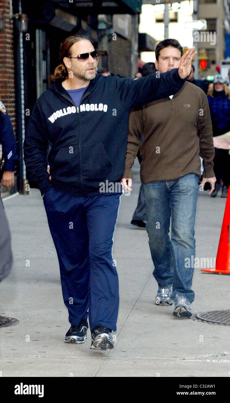Russell Crowe outside the Ed Sullivan Theater for the 'Late Show With ...