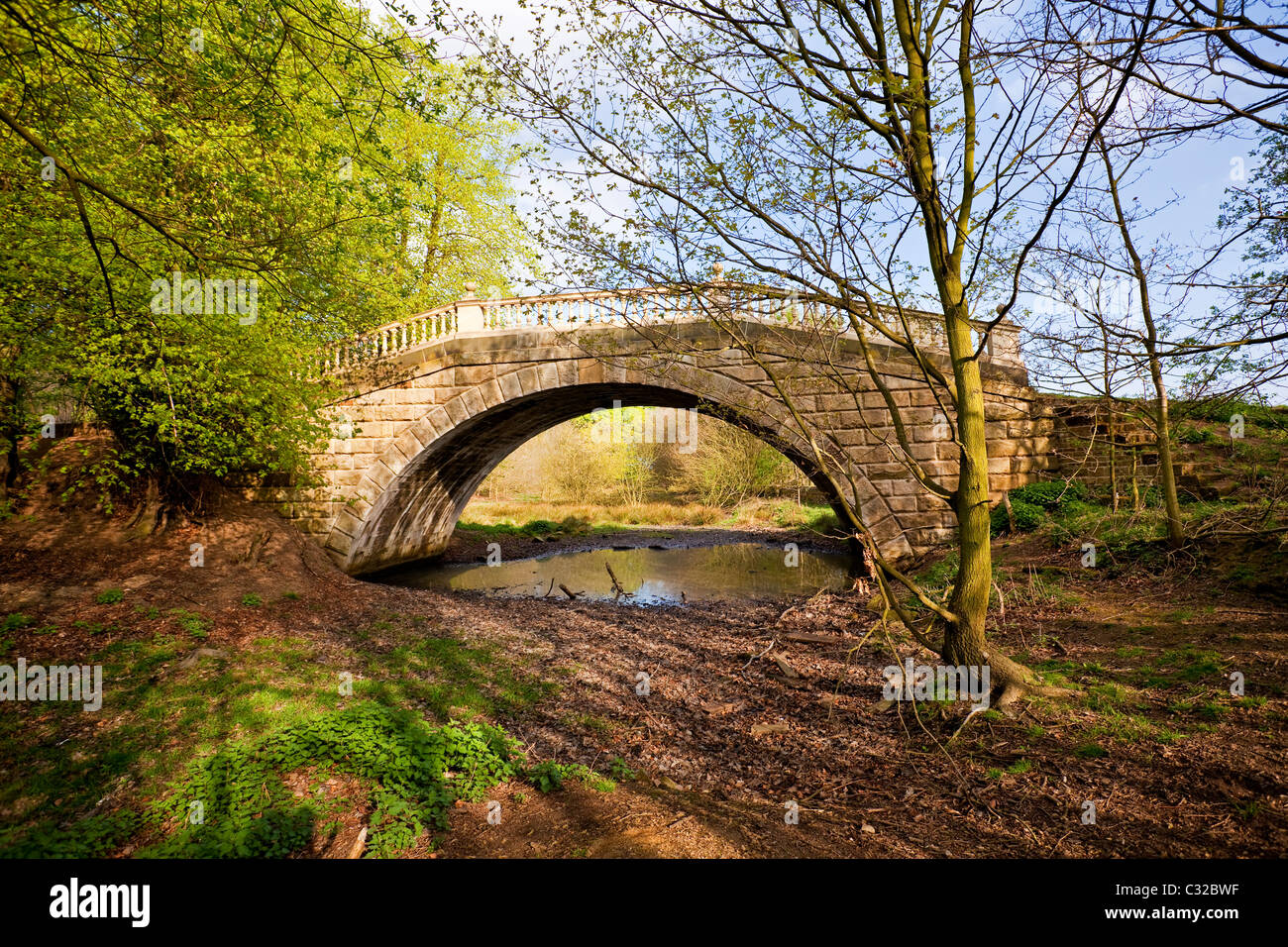 The Serpentine bridge on the Wentworth castle estate Stainborough South ...