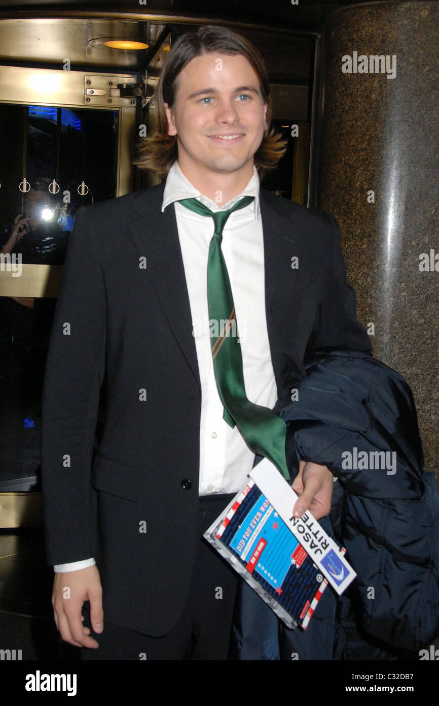 Jason Ritter outside NBC Studios after an appearance on 'Late Night ...