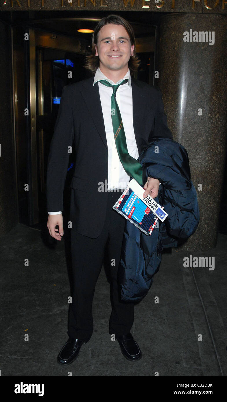 Jason Ritter outside NBC Studios after an appearance on 'Late Night ...
