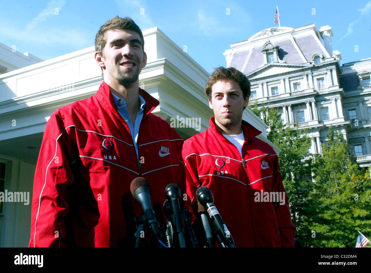 Michael Phelps and Garrett Weber-Gale US Olympians address the media ...