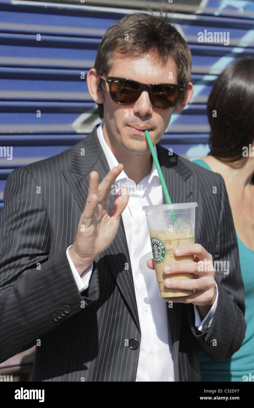 Lucas Haas on the set of Gisele Bundchen music video shoot on Melrose ...