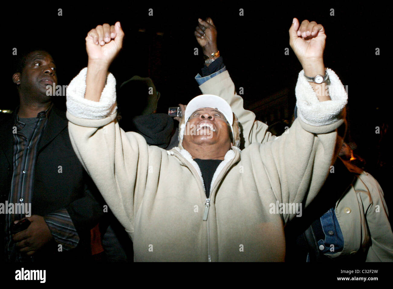 Barack Obama supporters election night party held at the Adam Clayton ...
