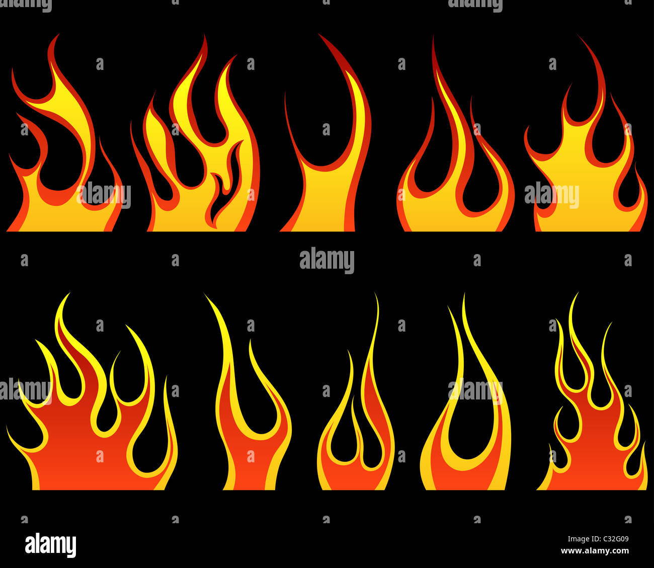 Set of fire vector icons for design use Stock Photo - Alamy