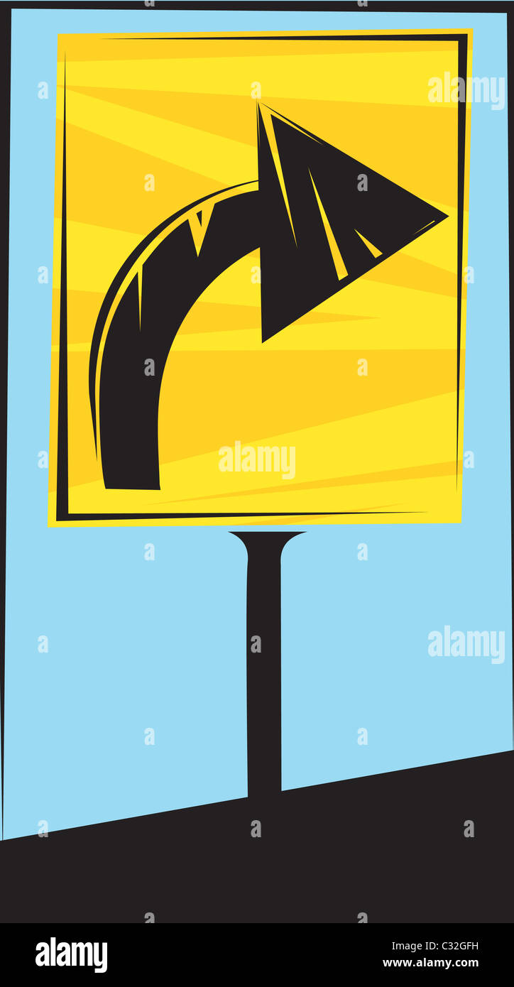 arrow printed yellow sign board Stock Photo - Alamy