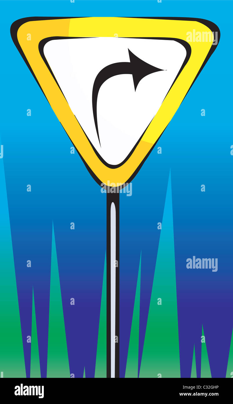 arrow printed yellow sign board Stock Photo - Alamy