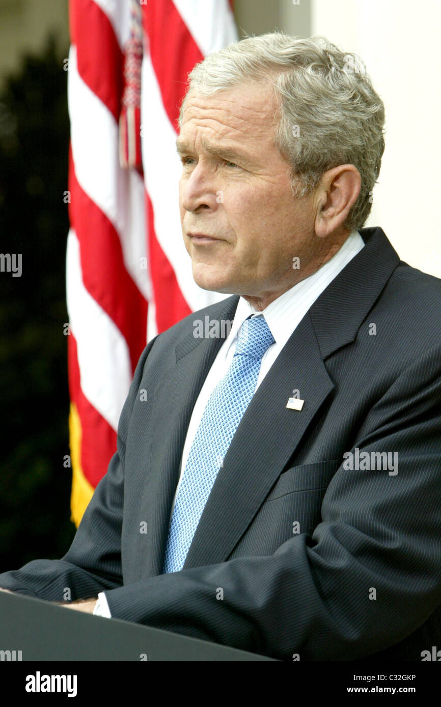 U.S. President George W. Bush delivered a speech from the Rose Garden a ...