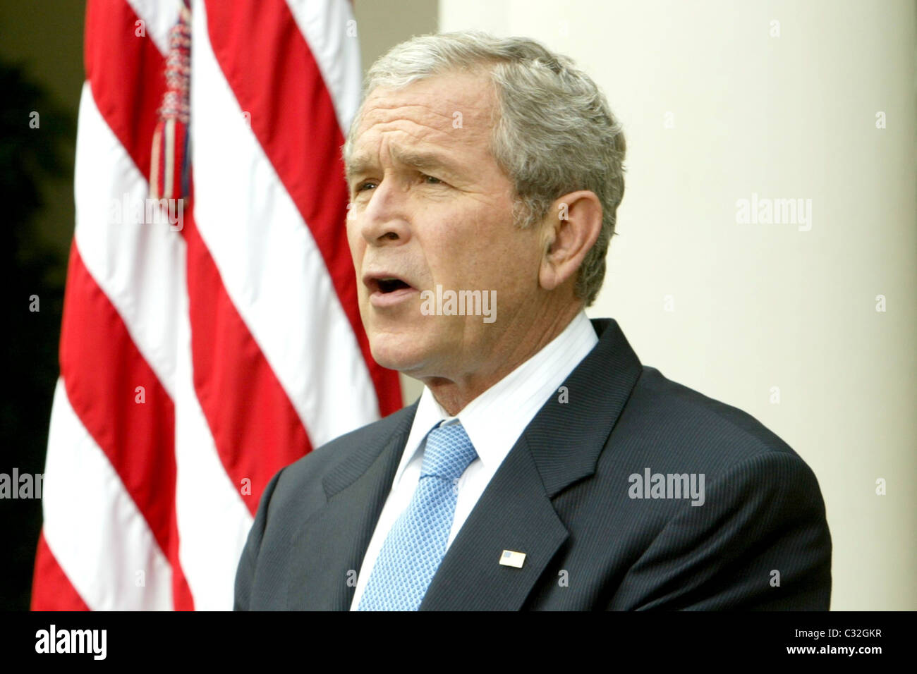 U.S. President George W. Bush delivered a speech from the Rose Garden a ...