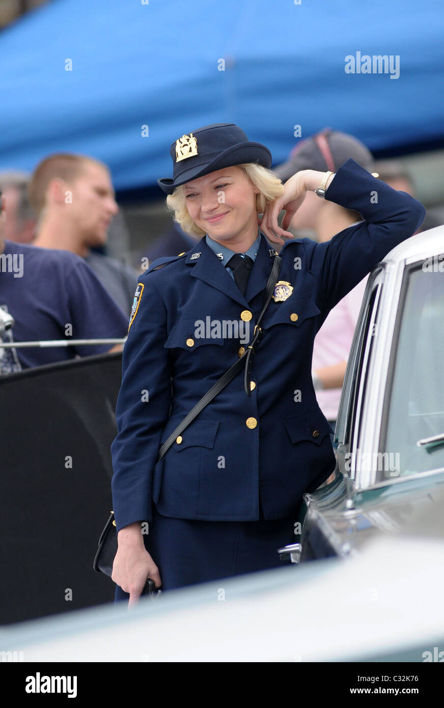 Gretchen Mol on the set of 'Life On Mars' filming at Coler-Goldwater ...
