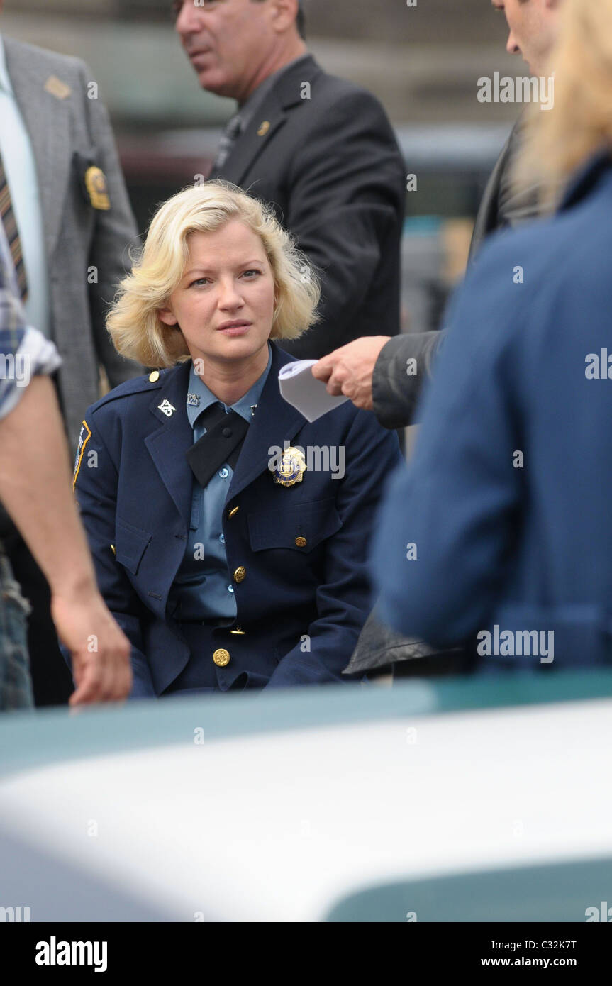 Gretchen Mol on the set of 'Life On Mars' filming at Coler-Goldwater ...