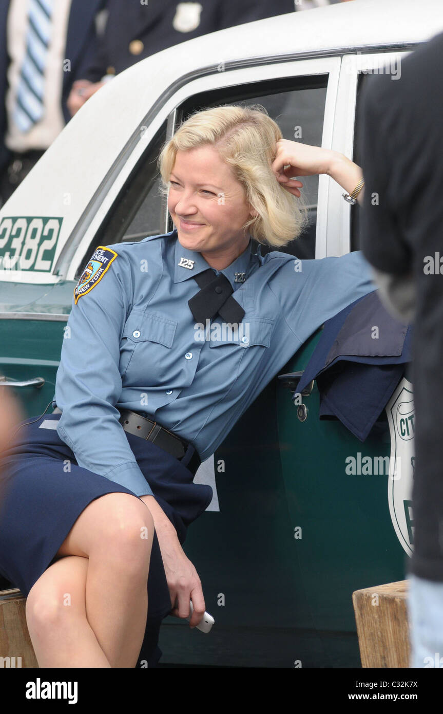 Gretchen Mol on the set of 'Life On Mars' filming at Coler-Goldwater ...