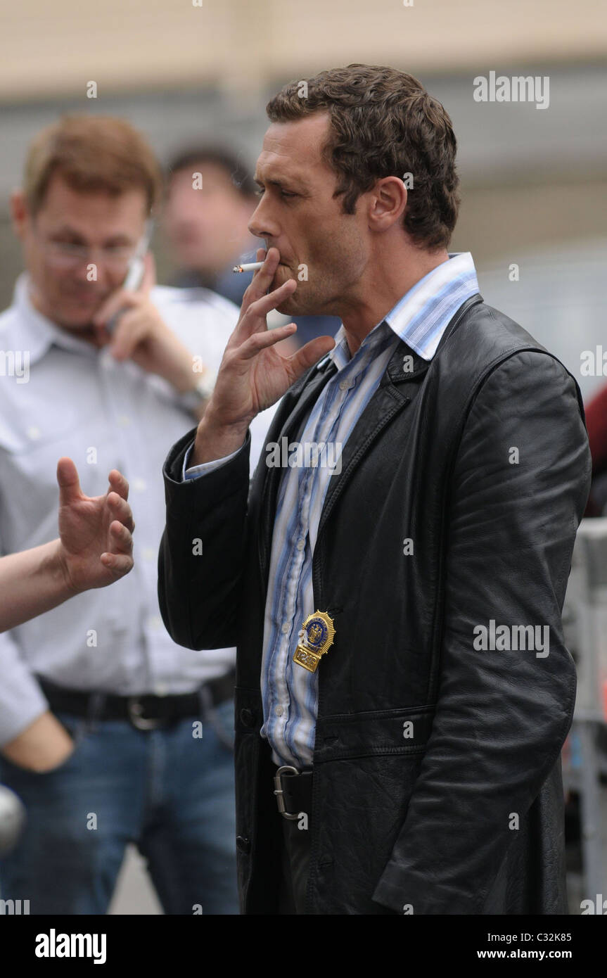 Jason O'Mara on the set of 'Life On Mars' filming at Coler-Goldwater ...