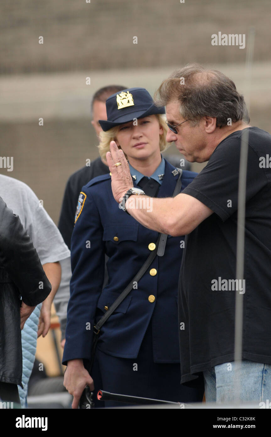 Gretchen Mol on the set of 'Life On Mars' filming at Coler-Goldwater ...