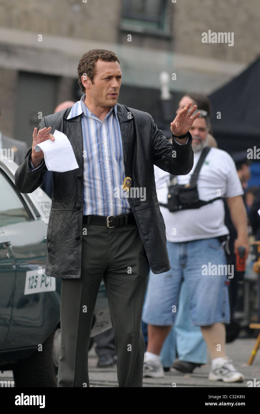 Jason O'Mara on the set of 'Life On Mars' filming at Coler-Goldwater ...