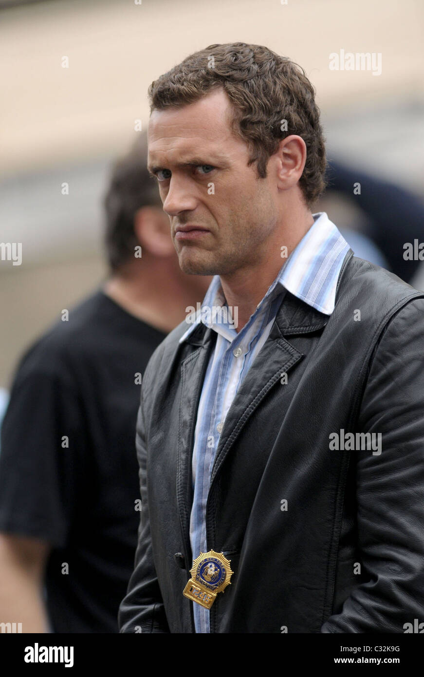 Jason O'Mara on the set of 'Life On Mars' filming at Coler-Goldwater ...
