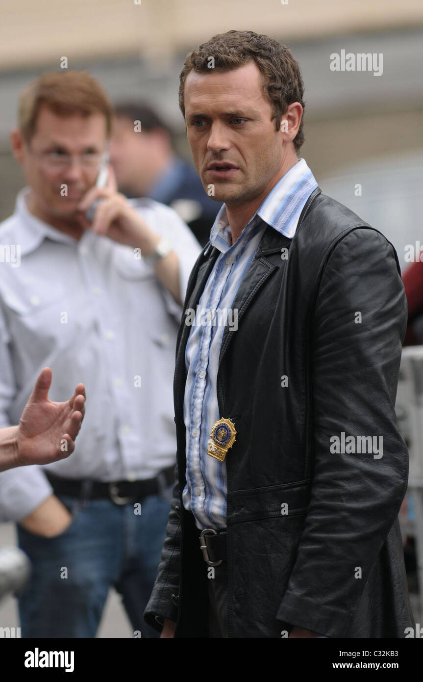 Jason O'Mara on the set of 'Life On Mars' filming at Coler-Goldwater ...